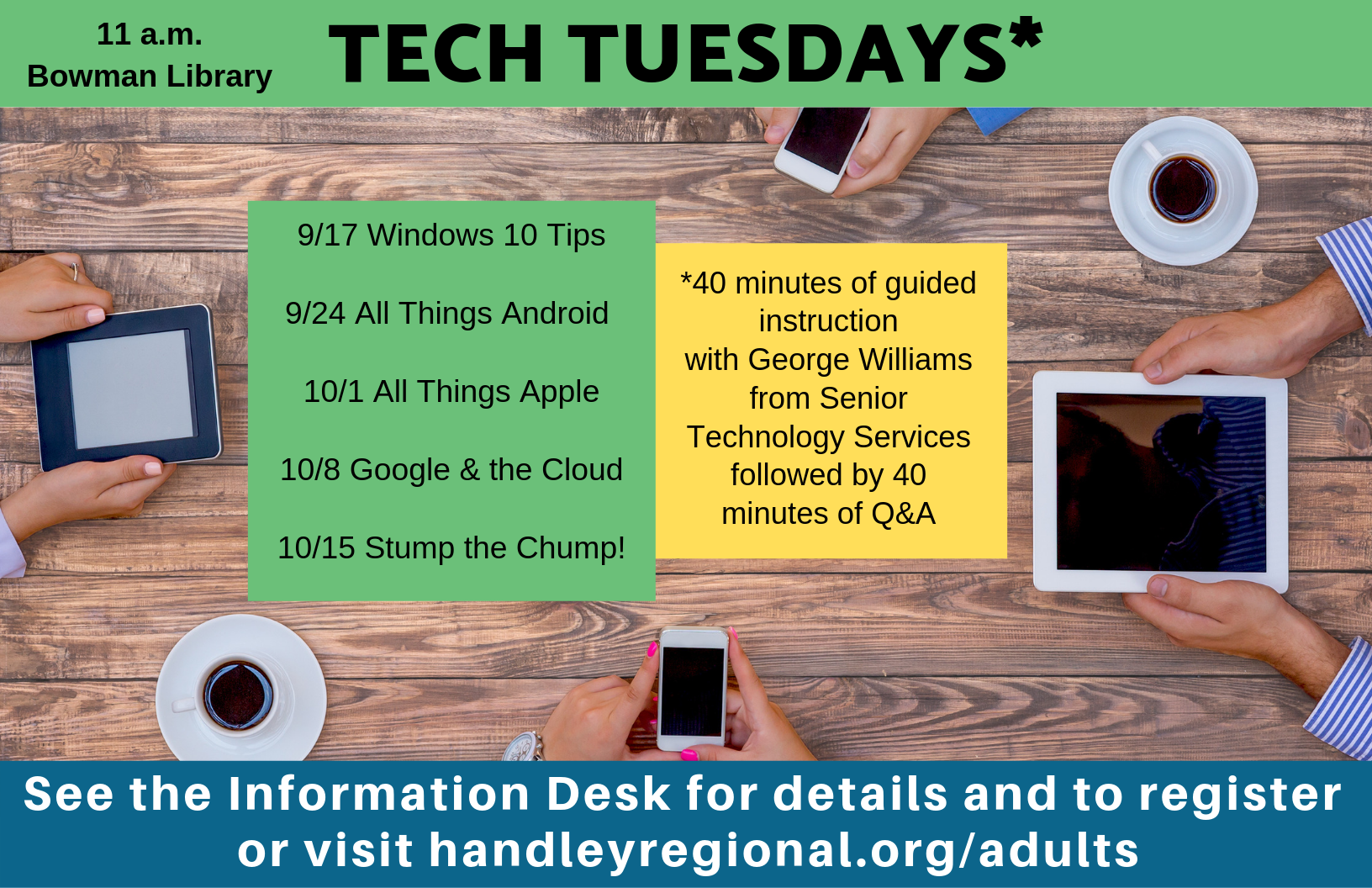Tech Tuesdays at Bowman Library | Handley Regional Library System
